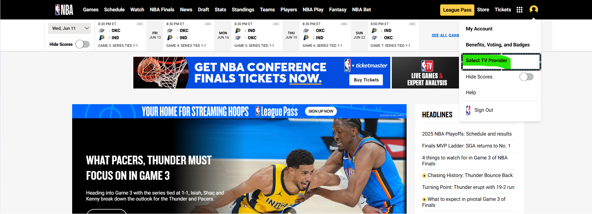 Log in with your TV Provider – NBA Help Center